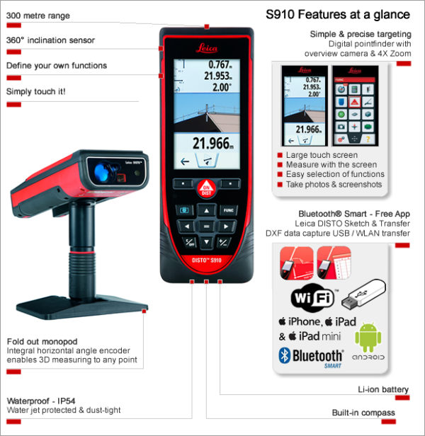 Laser Measure - Leica DISTO S910 - Laser Distance Measurers | Leica ...