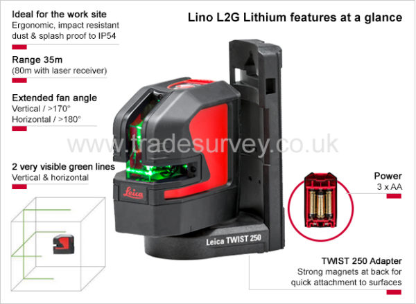 Laser Measure - Leica LINO L2G Alkaline - Laser Distance Measurers ...